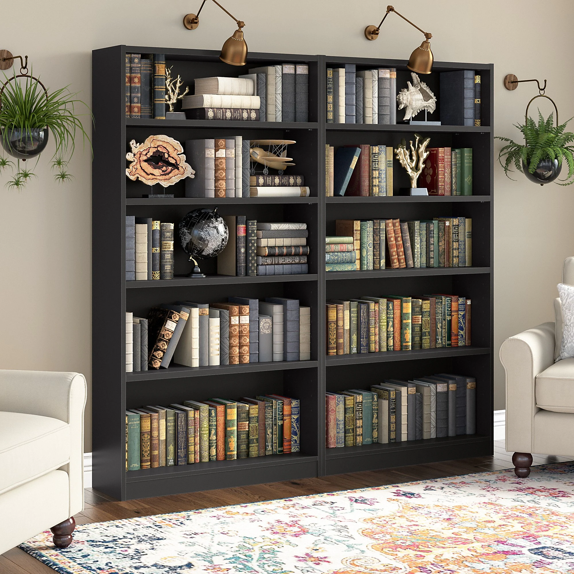 Universal Tall 5 Shelf Bookcase by Bush Furniture - Set of 2 - Costco ...
