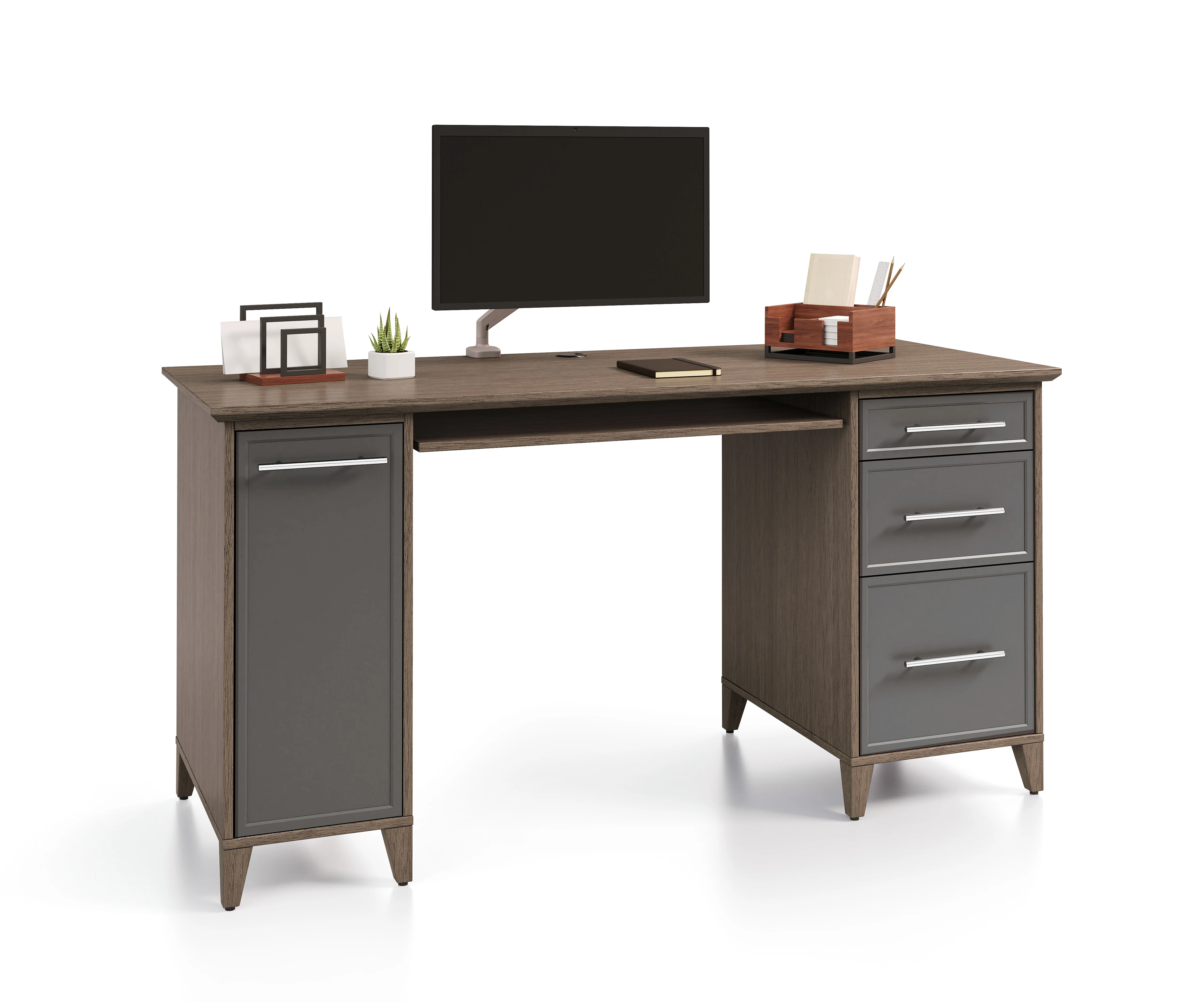 Realspace® Koru 60"W Straight Computer Desk With Integrated Power ...