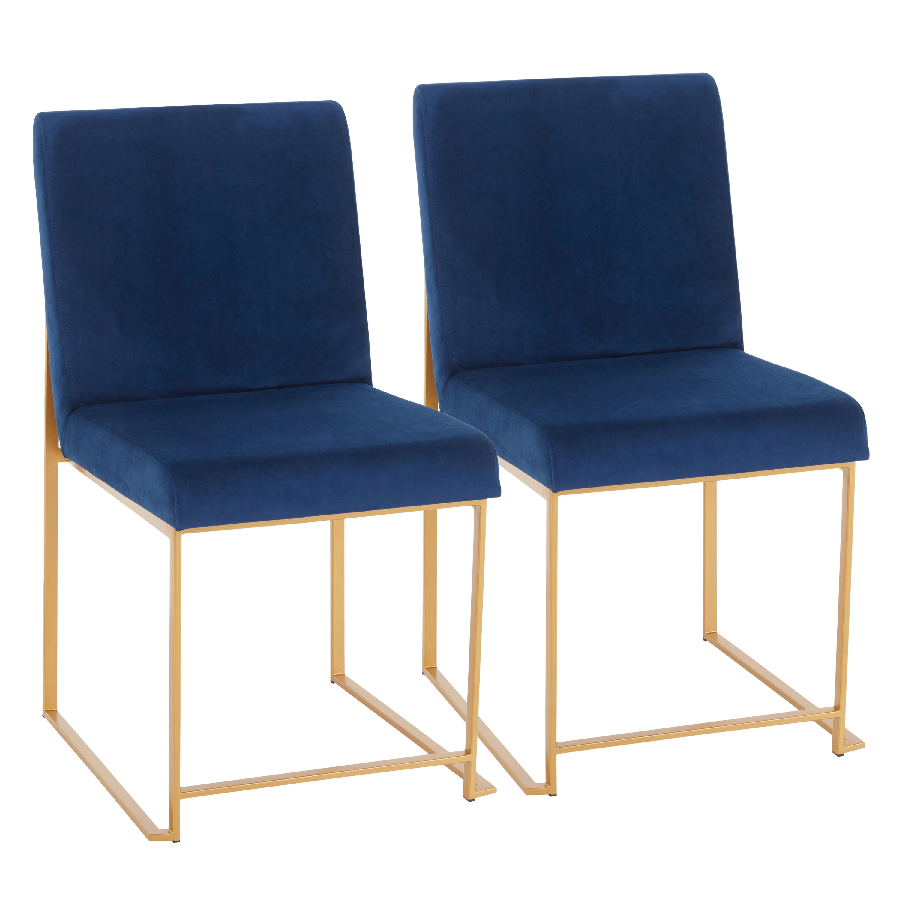 LumiSource Fuji High Back Dining Chairs, Blue/Gold, Set Of 2 Chairs ...