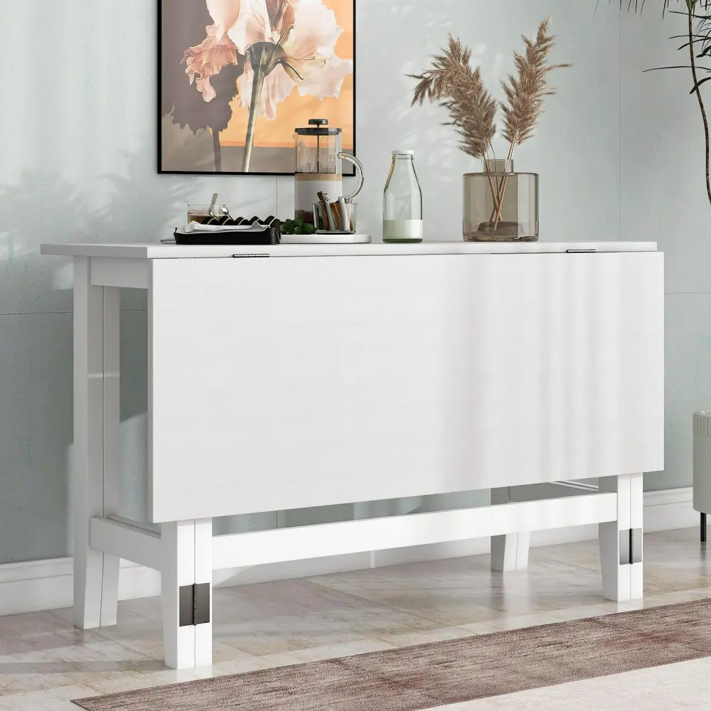 EUROCO Solid Wood Extendable Dining Table,47 Wood Extendable, Drop Leaf ...