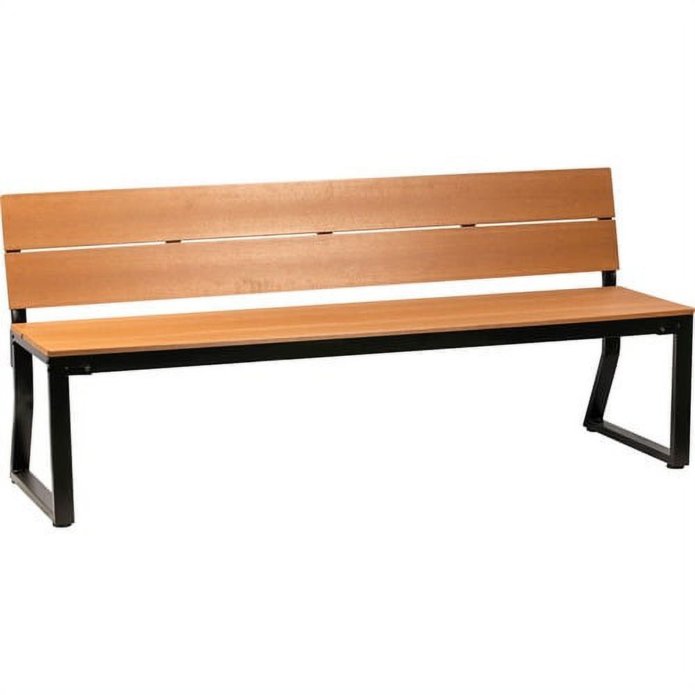 Lorell Teak Outdoor Bench With Backrest Teak Faux Wood Seat - Teak Faux ...