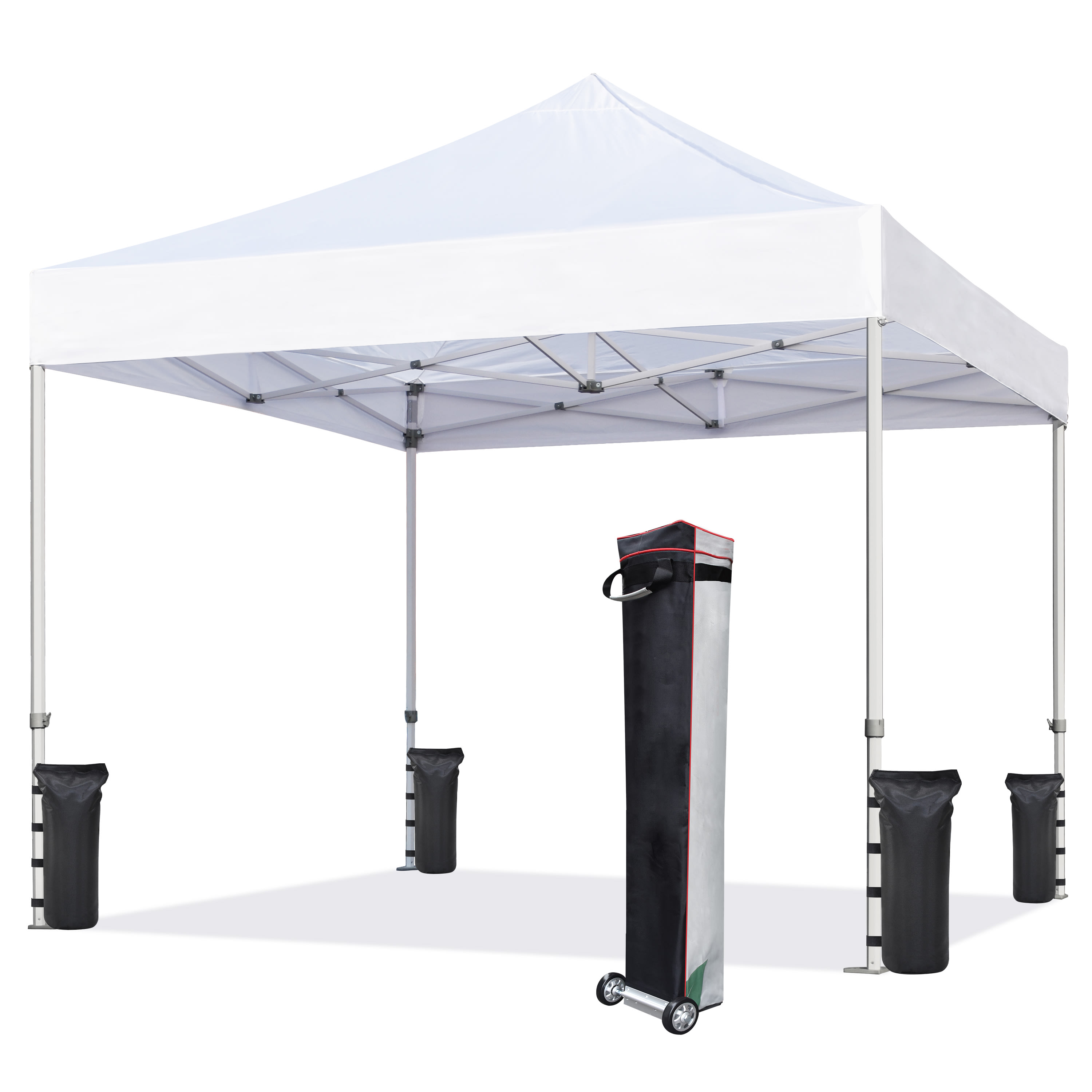 Eurmax Canopy 10' x 10' Snowy Pop-up Canopy and 56lbs Instant Outdoor ...