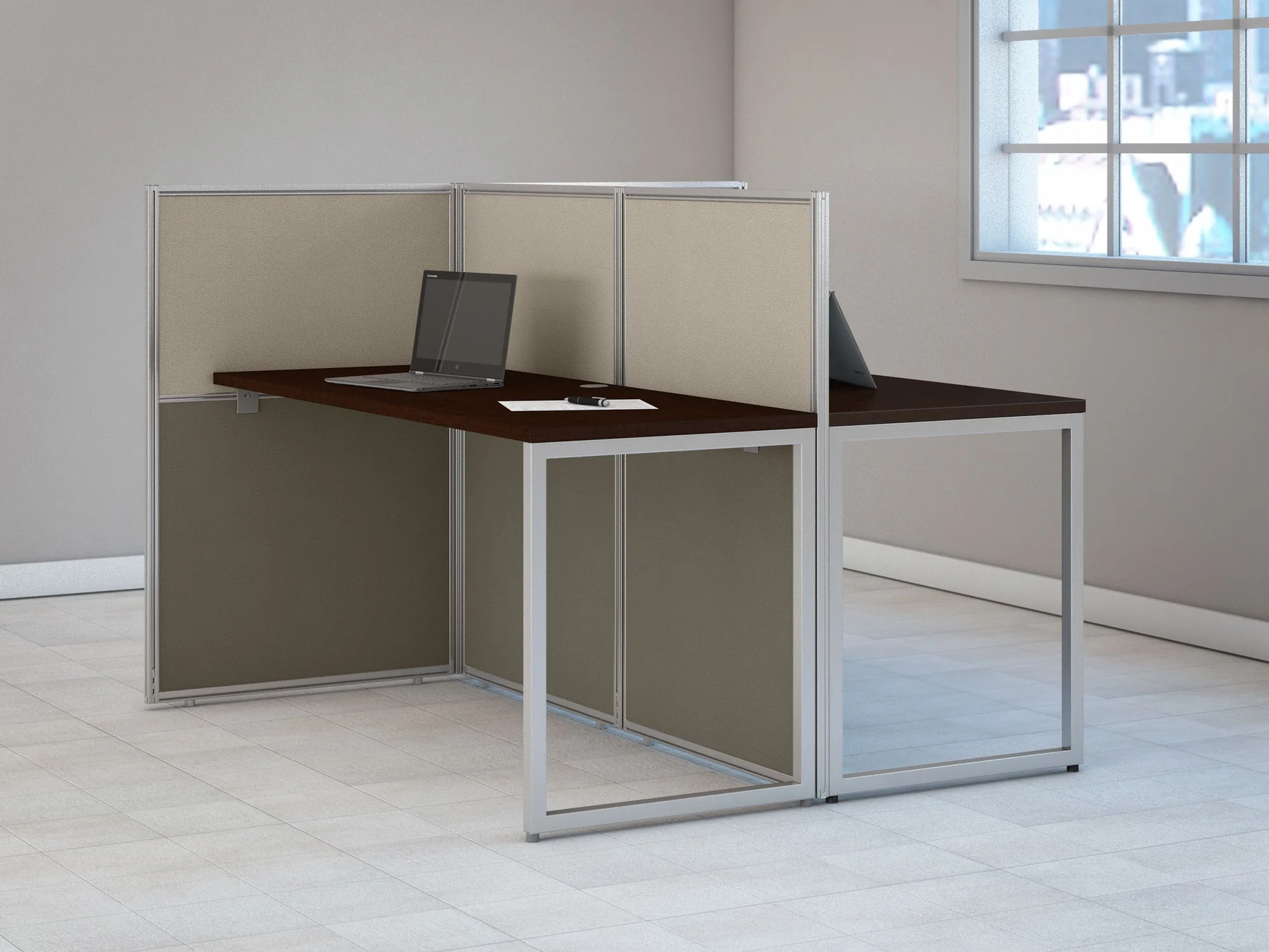Easy Office 60W 2 Person Cubicle Desk Workstation with 45H Panels ...