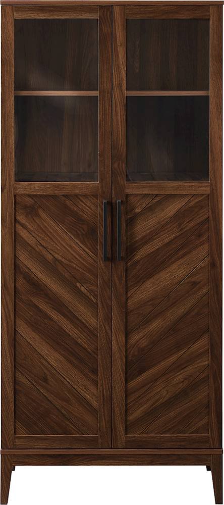 Walker Edison - Storage Armoire Bookcase Cabinet - Dark Walnut ...