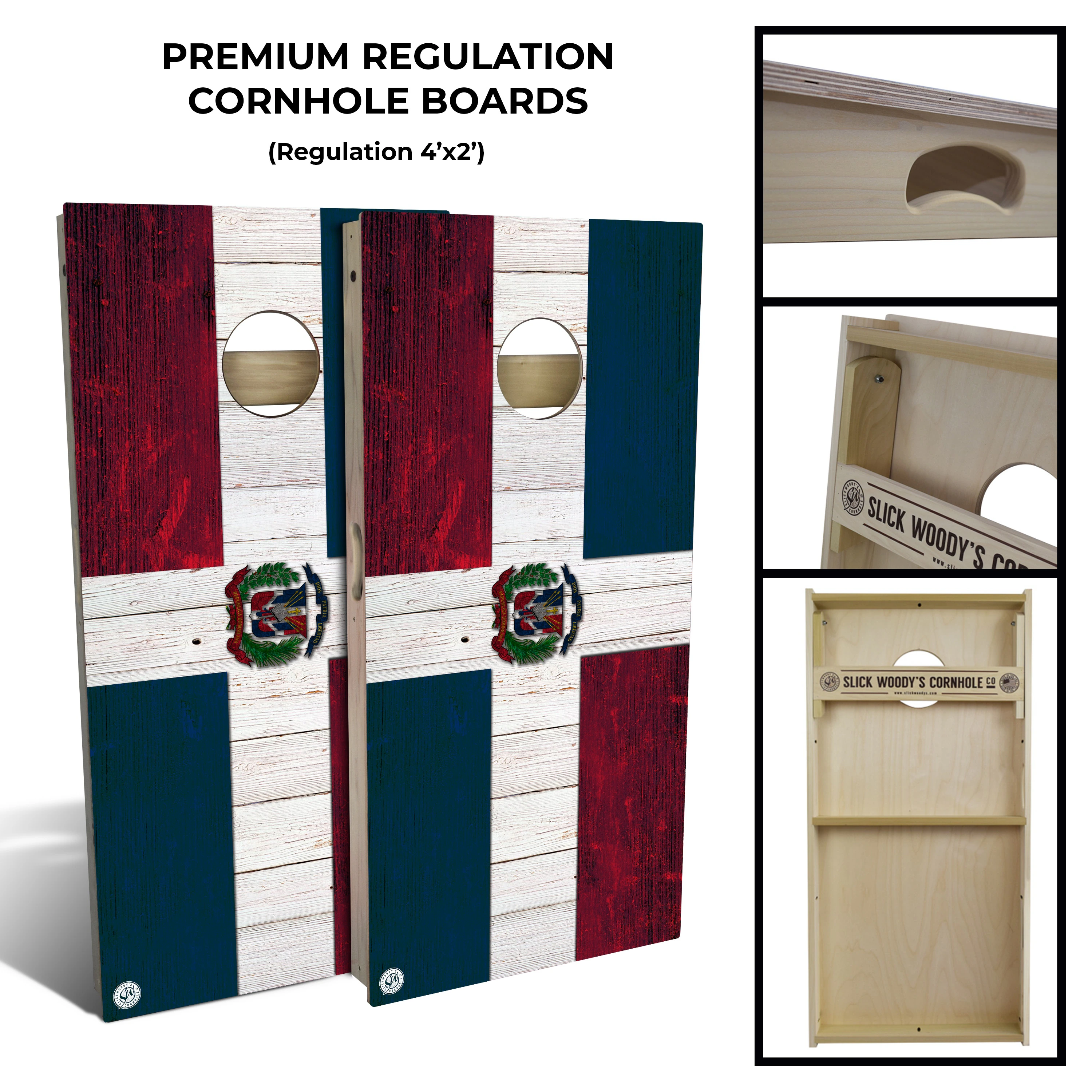 Full Color Dominican Republic Flag Regulation Cornhole Board Set ...