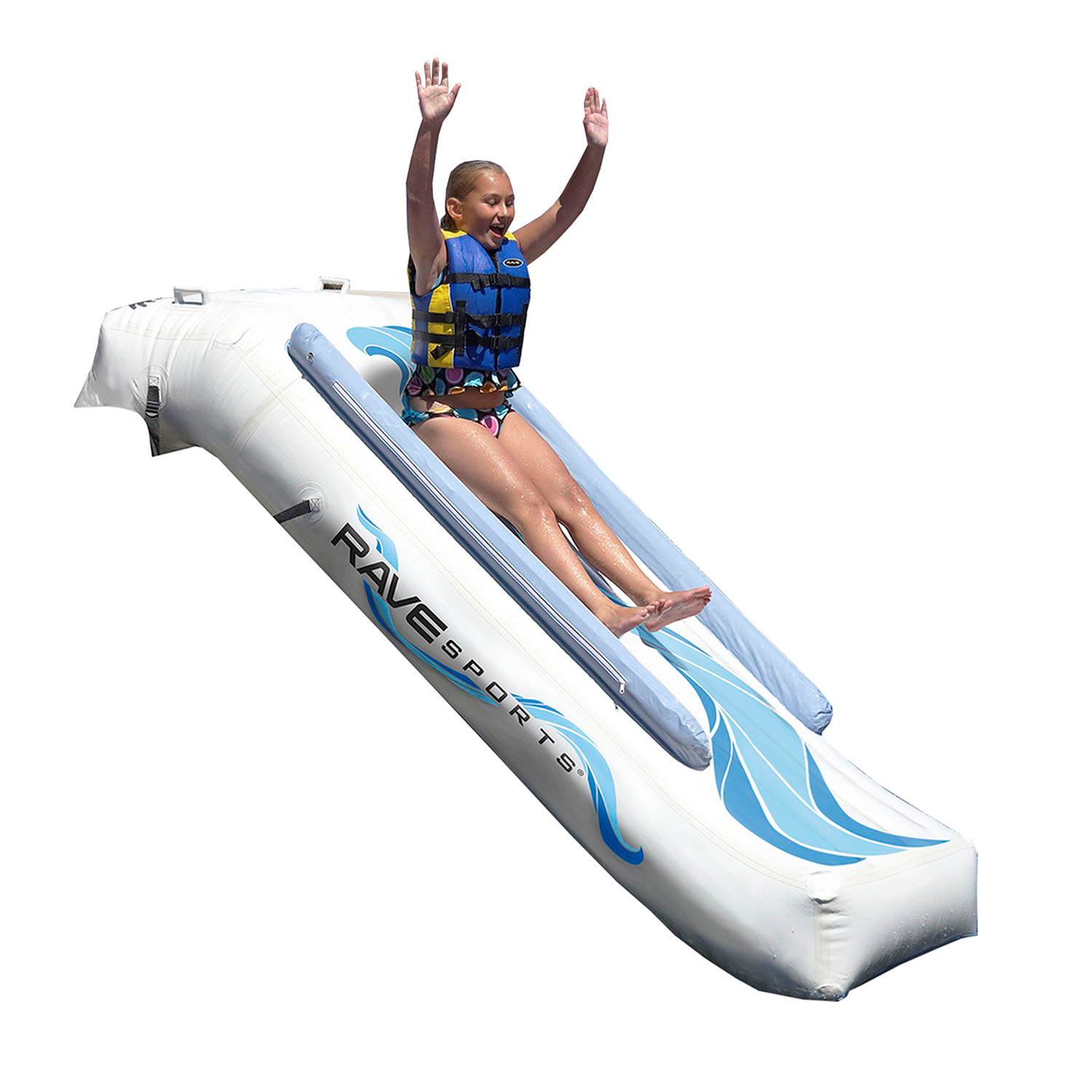 Rave Sports 00001-RV 9 Foot Inflatable Lake Pontoon Boat Water Slide ...