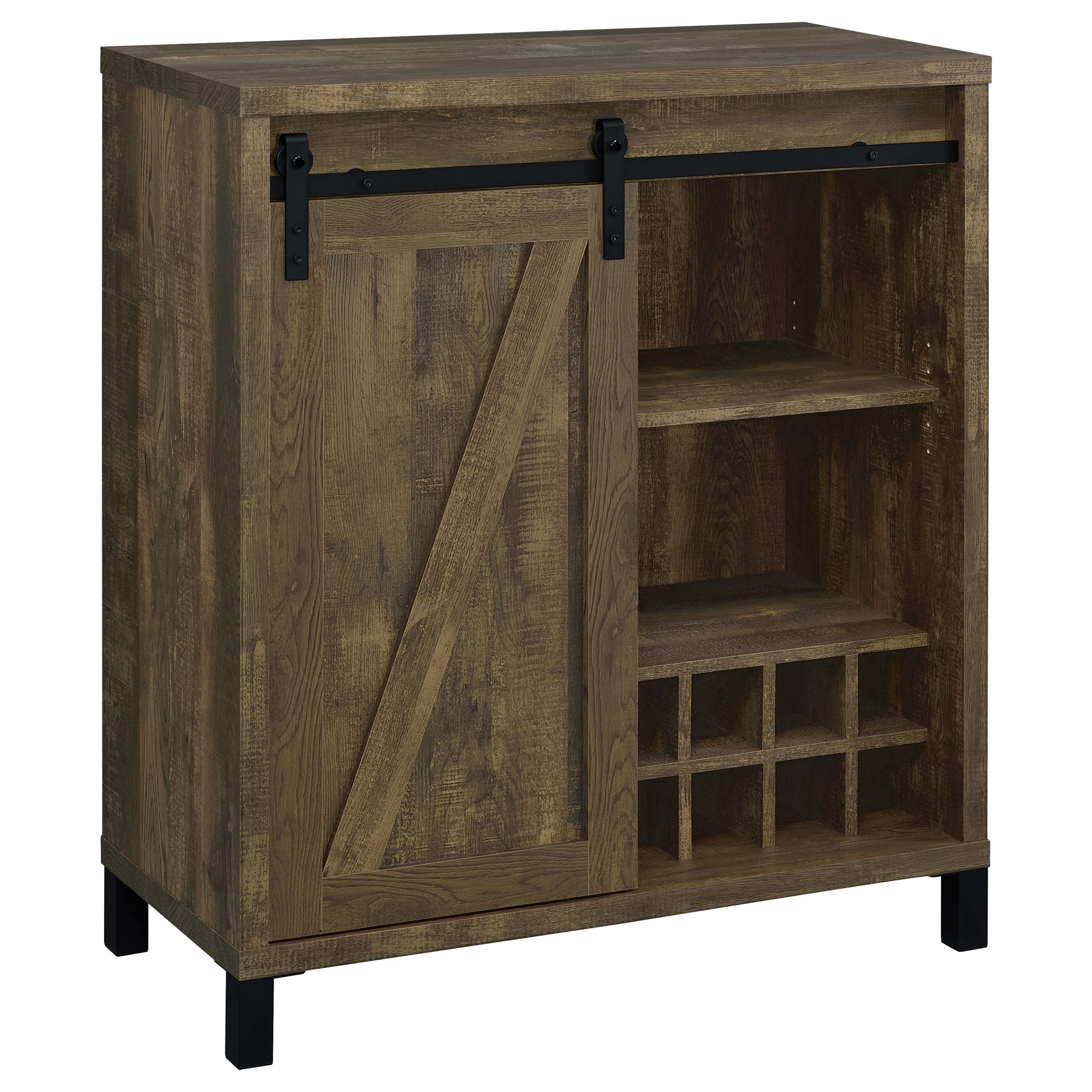 Coaster Furniture Arlington Rustic Oak Bar Cabinet with Sliding Door ...