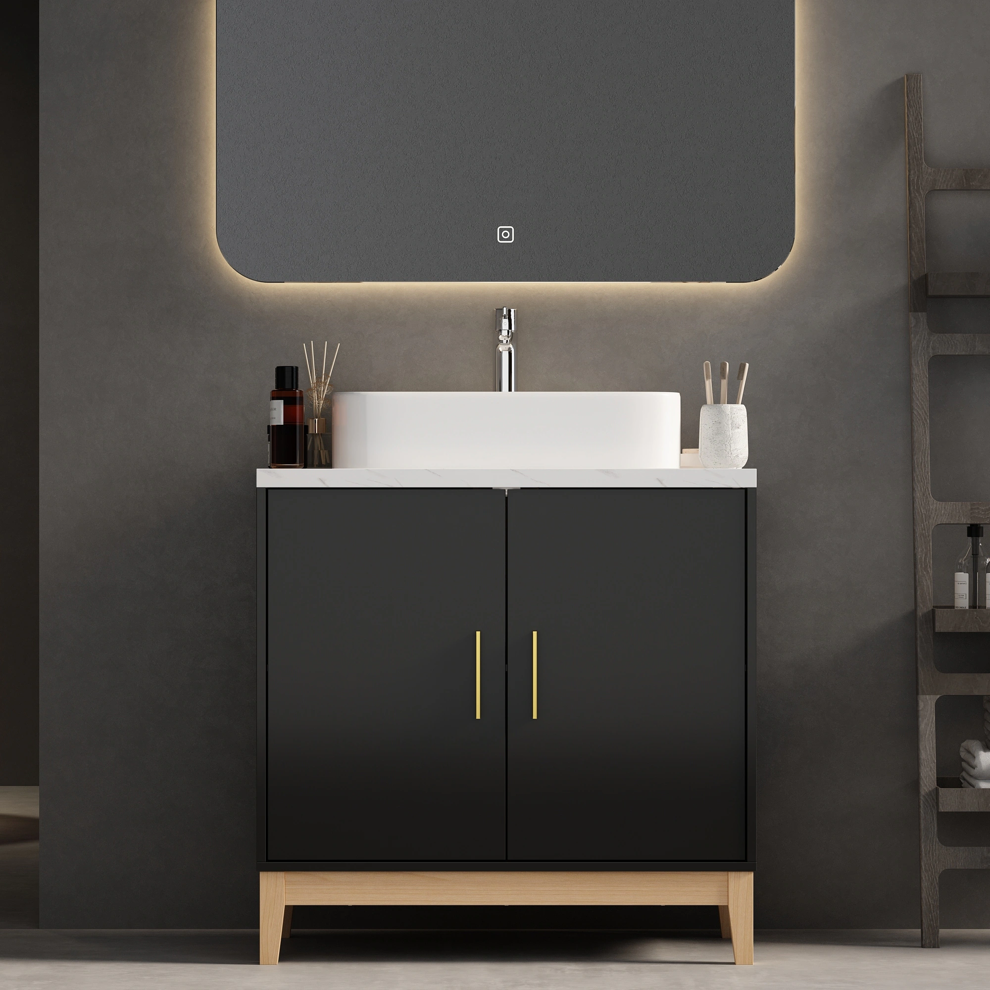 Lacquer Finish Single Vanity for Stylish Bathrooms Bathroom Vanity ...