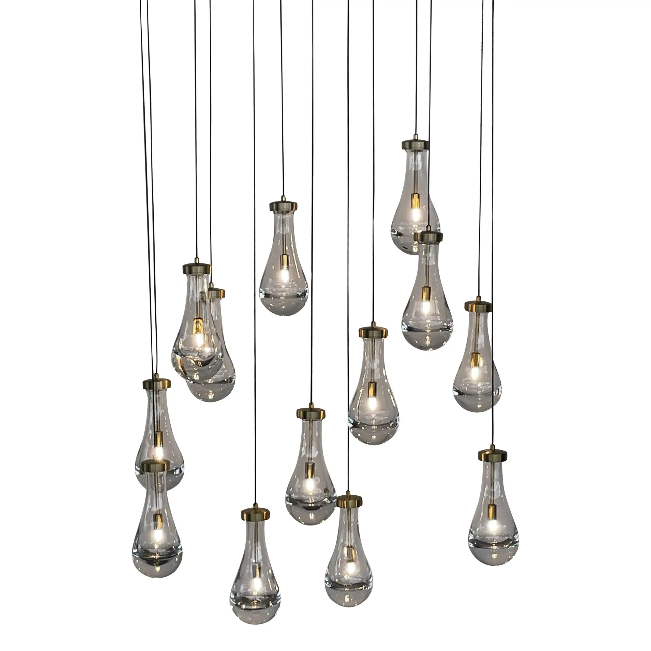 Brass Rectangular 13 Light Glass Raindrop Chandelier - Costco Arizona