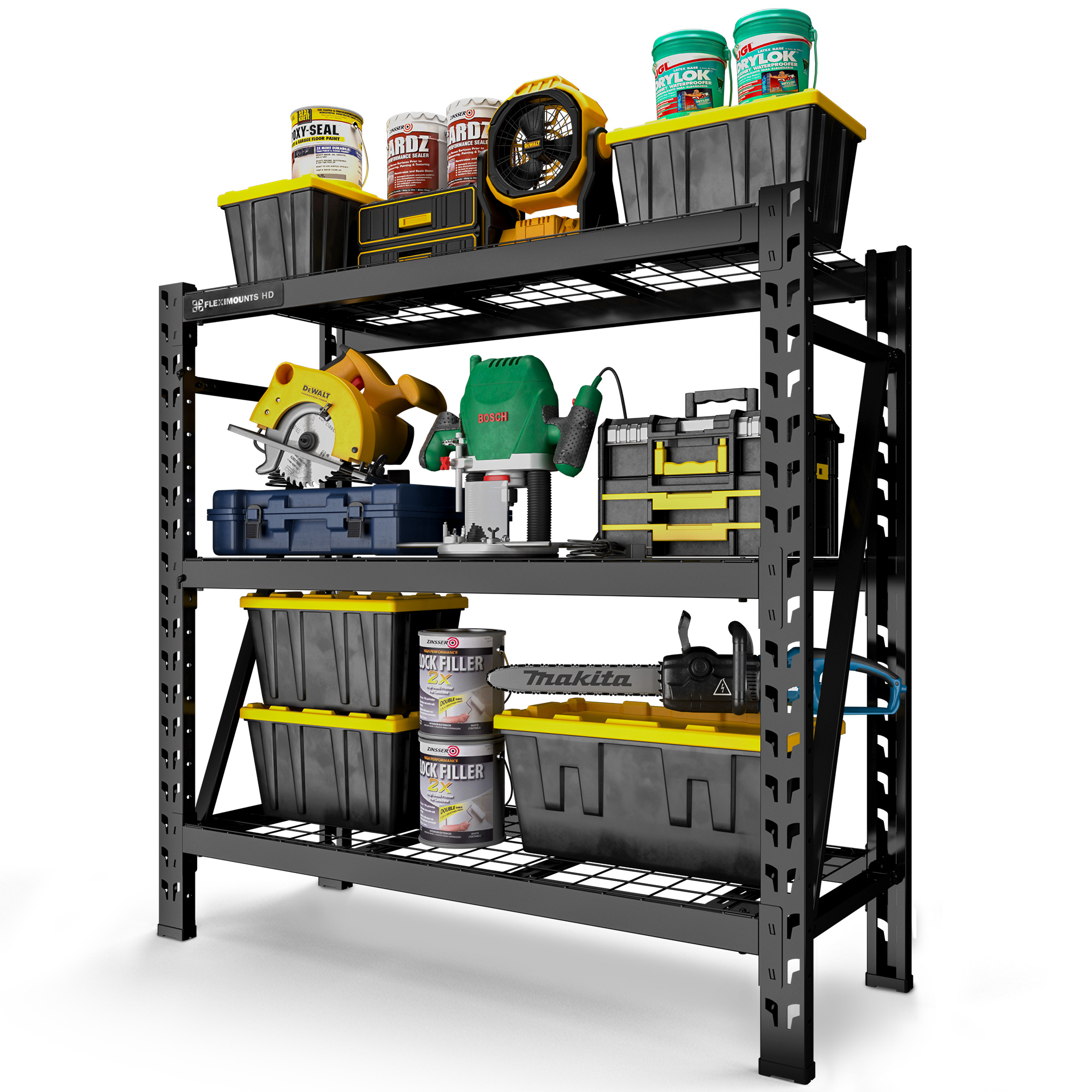 FLEXIMOUNTS 2 x 4 ft 3 Shelf Steel Wire Decks Storage Racks 4650 lbs ...