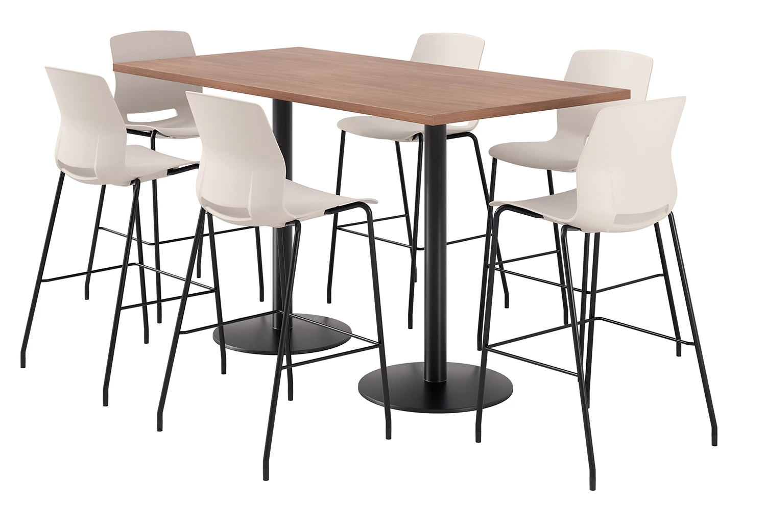 KFI Studios Proof Bistro Rectangle Pedestal Table With 6 Imme Barstools,... - Arizona Outlet