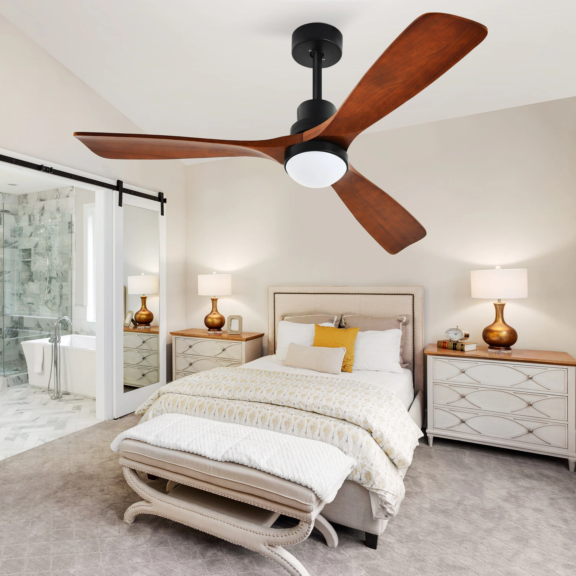 Moasis 52 " Ceiling Fan 3-Color LED Light Remote Reversible Function ...