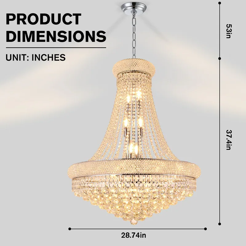 French Empire Luxury K9 Gold Crystal Chandeliers Ceiling Light - Arizona Outlet