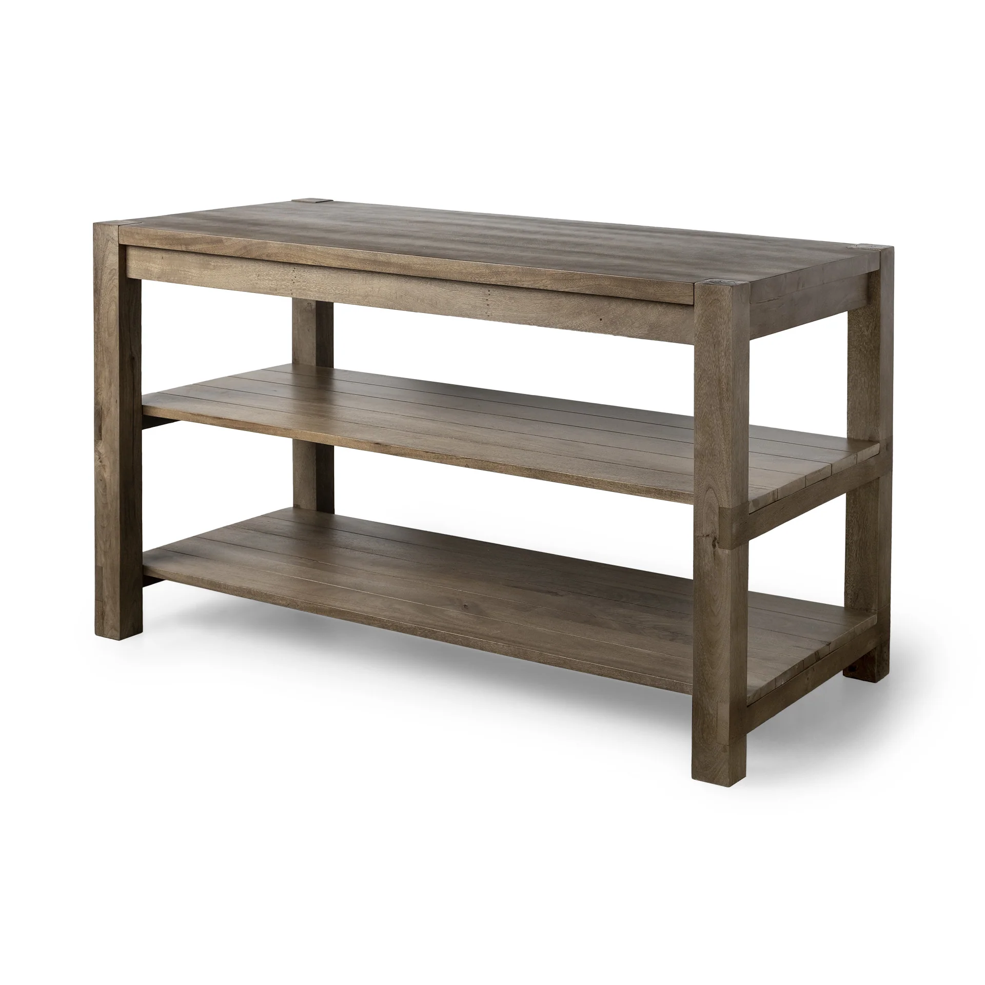 Brown Solid Wood Kitchen Island With Two Tier Smooth Counter Top ...