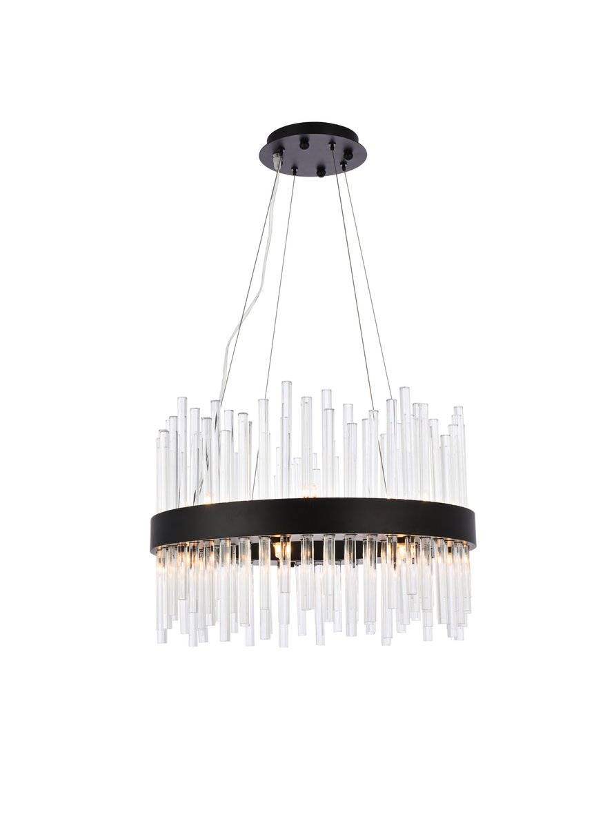 Dallas 20 inch round crystal pendant in black - Elegant Lighting ...