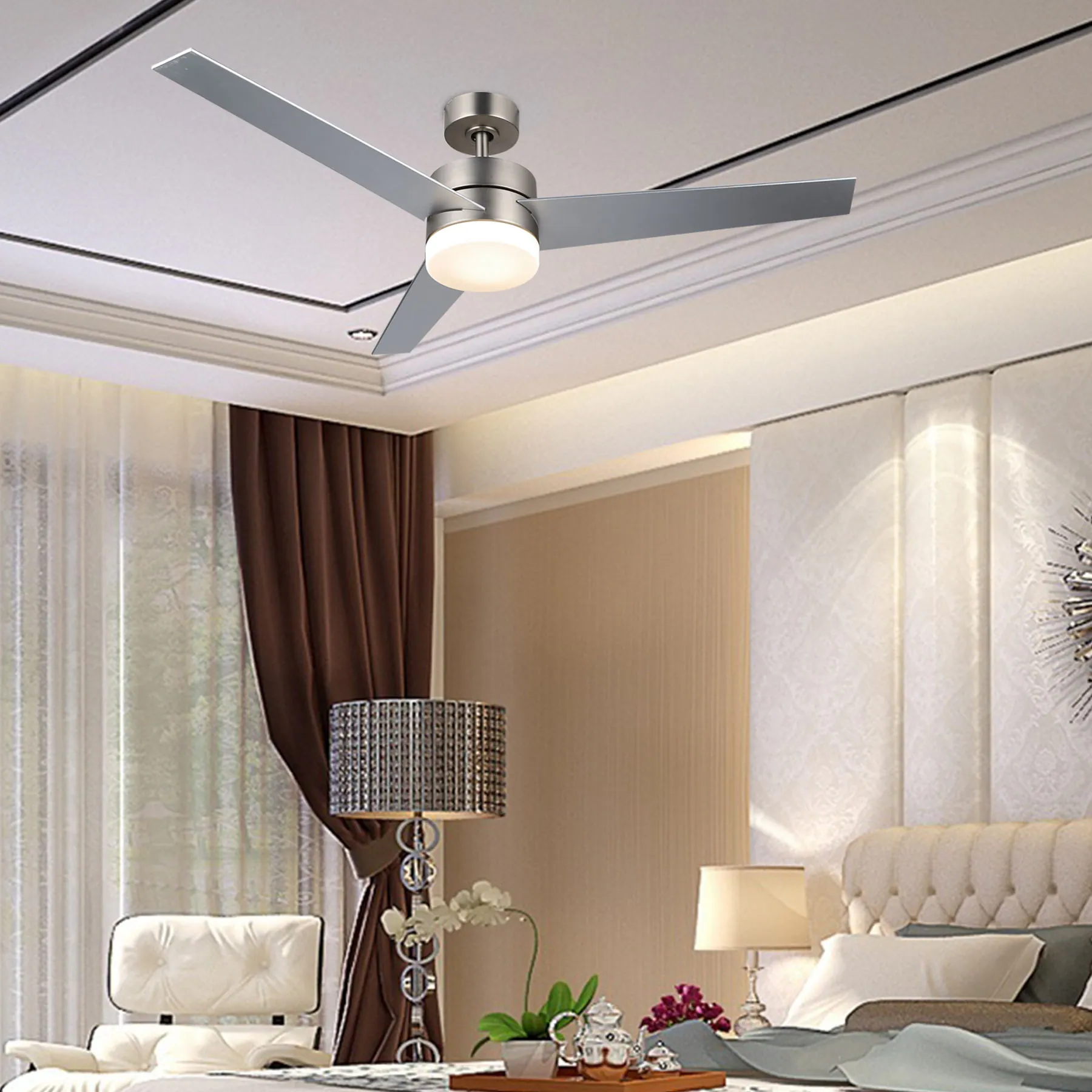 CO-Z 52-inch 3-blade Reversible Ceiling Fan with LED Light Kit and ...
