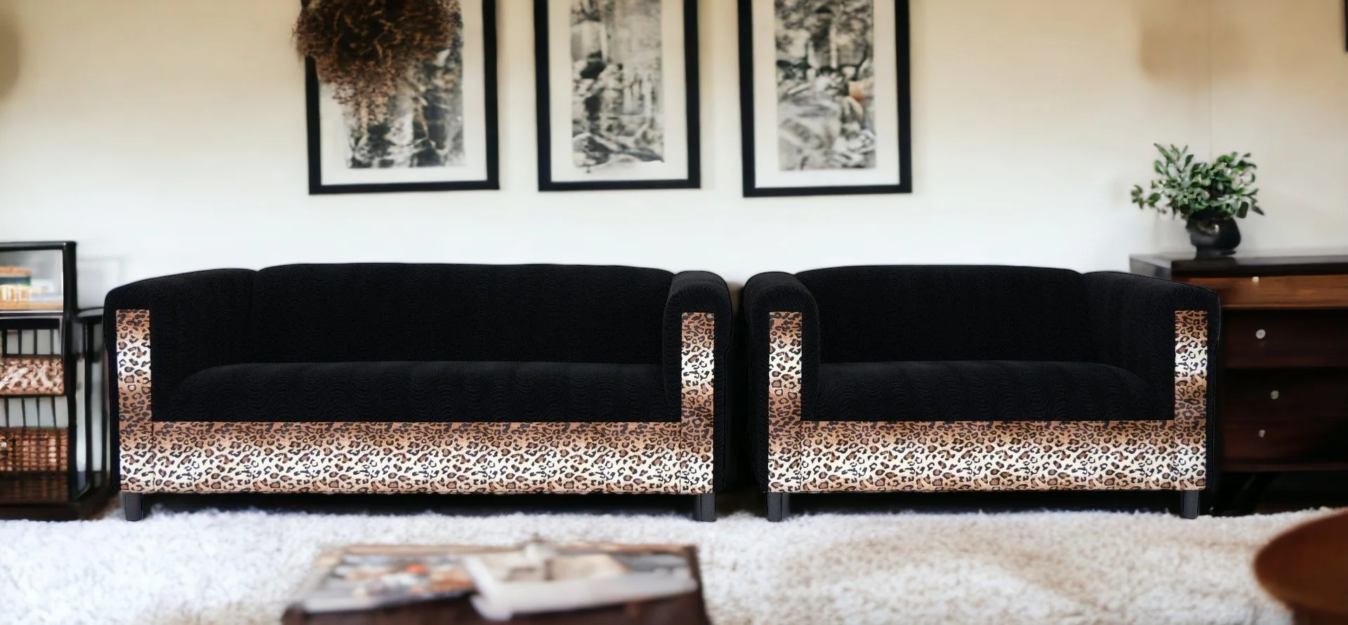 Two Piece Leopard and Black Five Person Seating Set - Costco Arizona