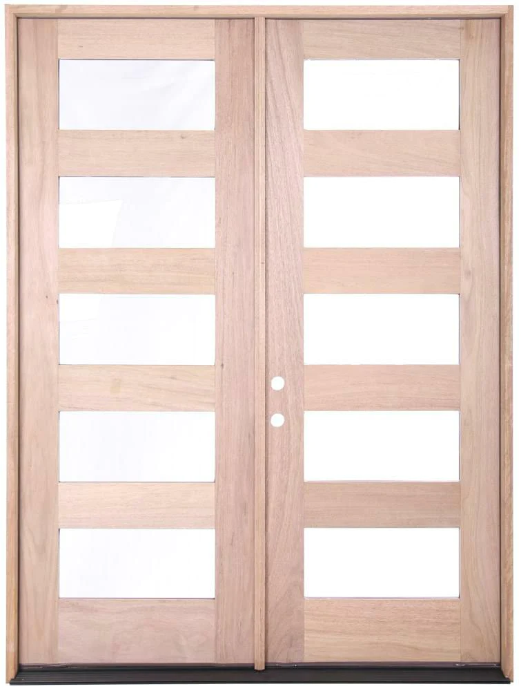 6 ft. x 8 ft. Exterior Mahogany Prehung Double Door with 5 Lites ...