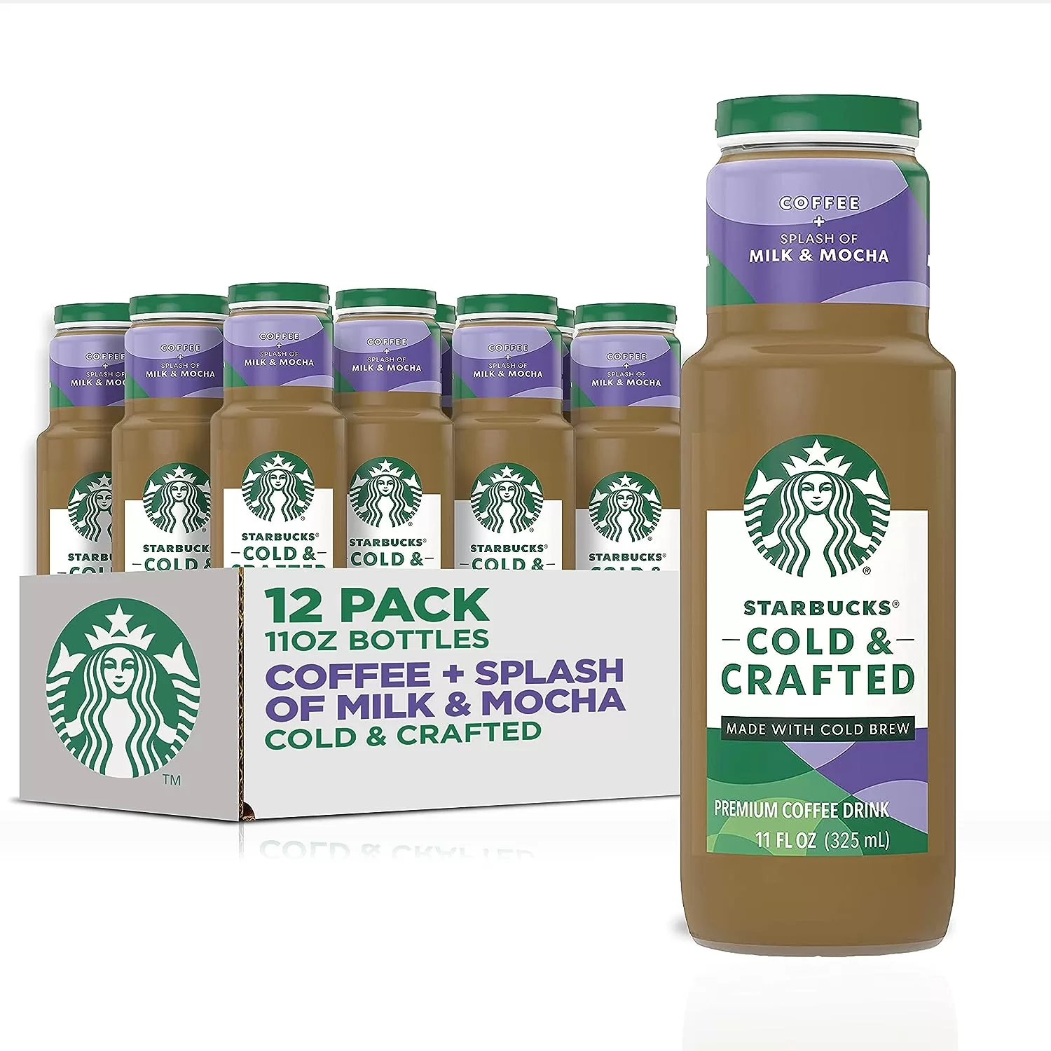 Starbucks – RTD Cold & Crafted Coffee, Splash of Milk + Mocha, 11 Fl Oz ...