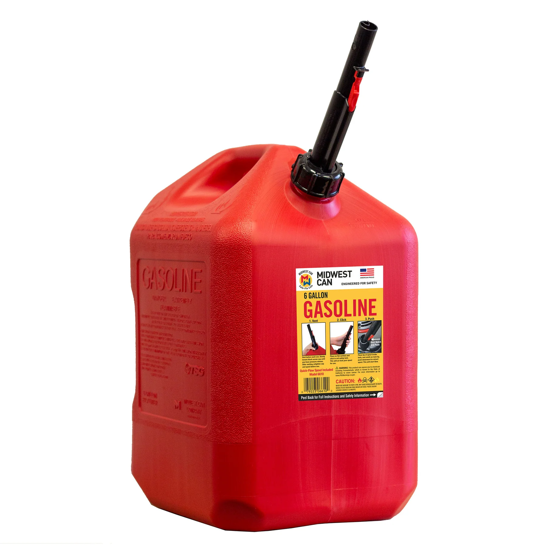 Midwest Can Company 6610 6 Gallon Gas Can Fuel Container Jugs with ...
