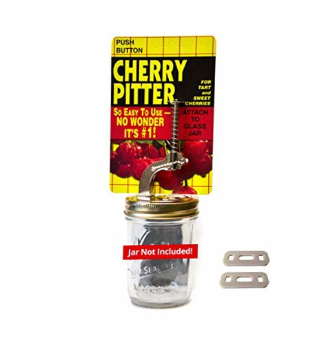 Cherry Pitter Push Button For Glass Jar, Includes 2 Replacement Bands ...