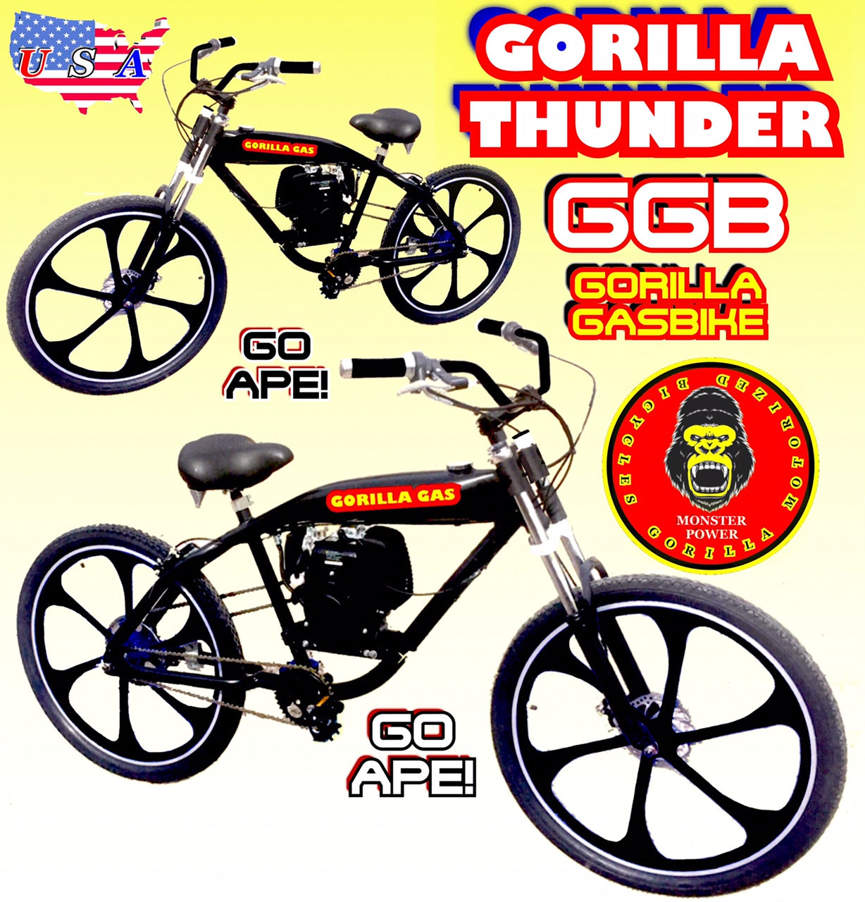 GORILLA THUNDER TM COMPLETE 4STROKE FULLY MOTORIZED BIKE SYSTEM WITH GAS TANK FRAME BIKE 26 ...