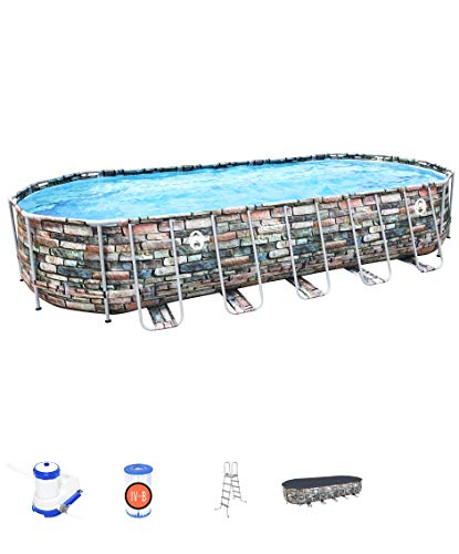 Bestway Coleman 26 x 52 Power Steel Oval Above Ground Pool Set with ...