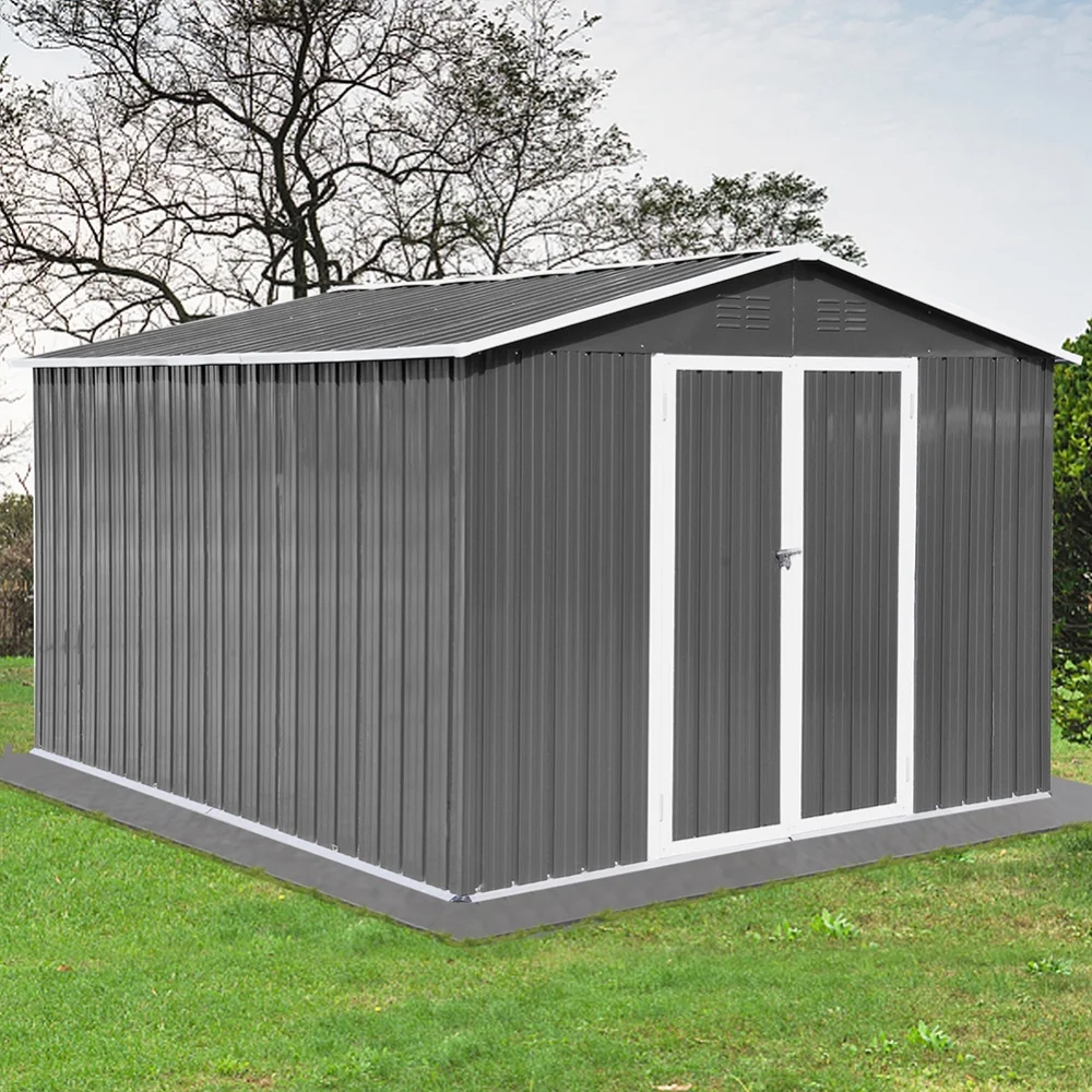Outdoor Waterproof Storage Shed. 10 x 8Ft Gable Sloping Roof Storing ...