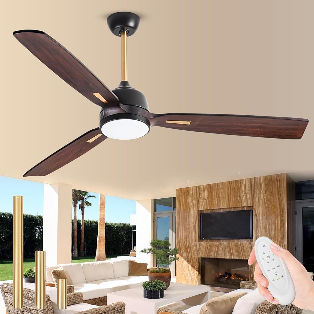 60 inch Farmhouse Rustic Ceiling Fans with Lights, Solid Wood Ceiling ...