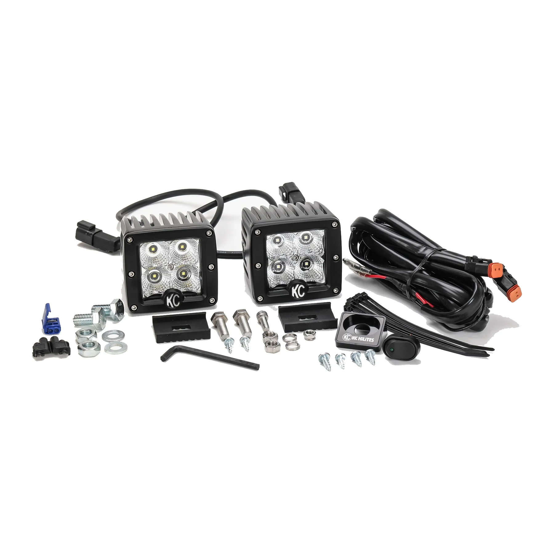 KC HiLiTES 332 C Series 3 Inch LED Dual Pair Flood Beam Light System ...