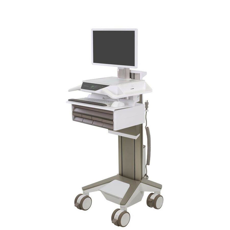 Ergotron CareFit Pro Electric Lift Cart, LiFe Powered, 5 Drawers (4x1+1 ...