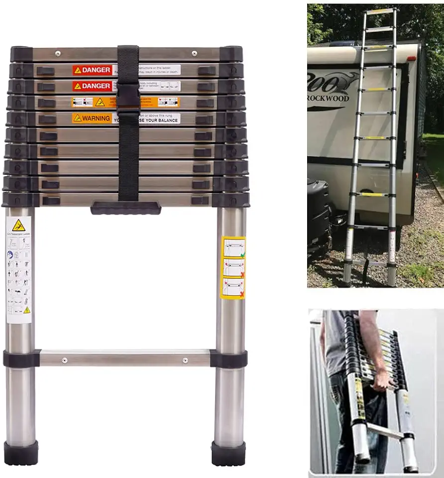 Telescoping Extension Ladder, Stainless Steel Telescopic Ladder 16.5FT ...