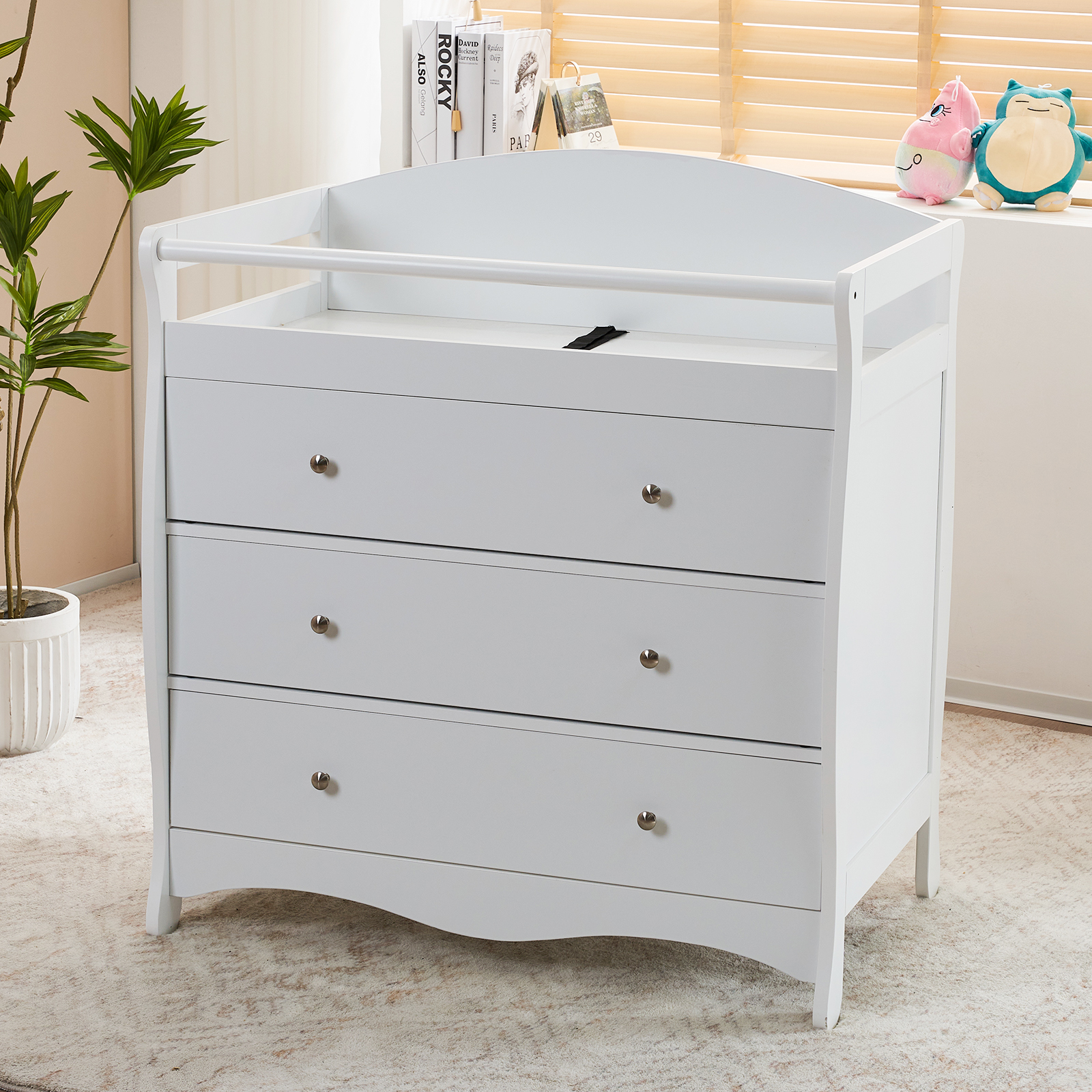 Ktaxon 3-Drawer Changing Table, Wood Infant Diaper Changing Station ...