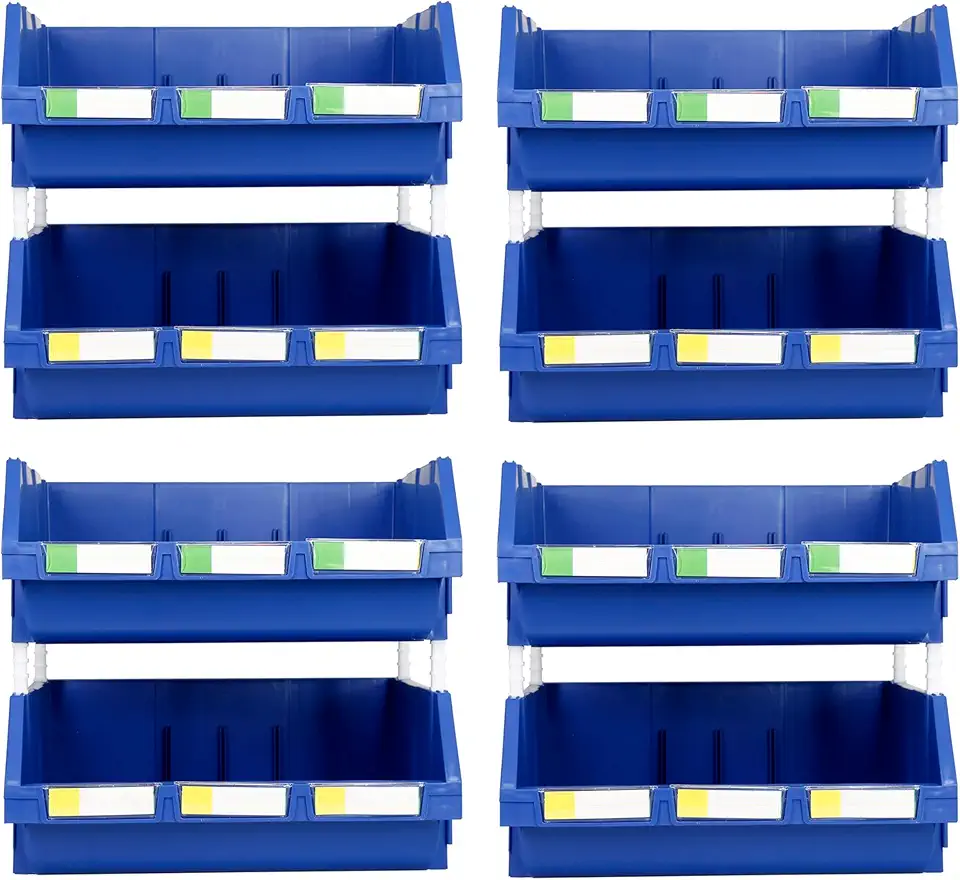 Blue Heavy duty thermoplastic storage bin organizer, Stackable ...