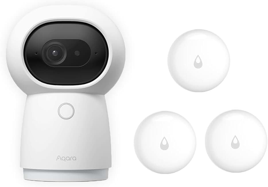 Aqara 2K Security Indoor Camera Hub G3 Plus 3 Water Leak Sensor, AI Facial and Gesture ...