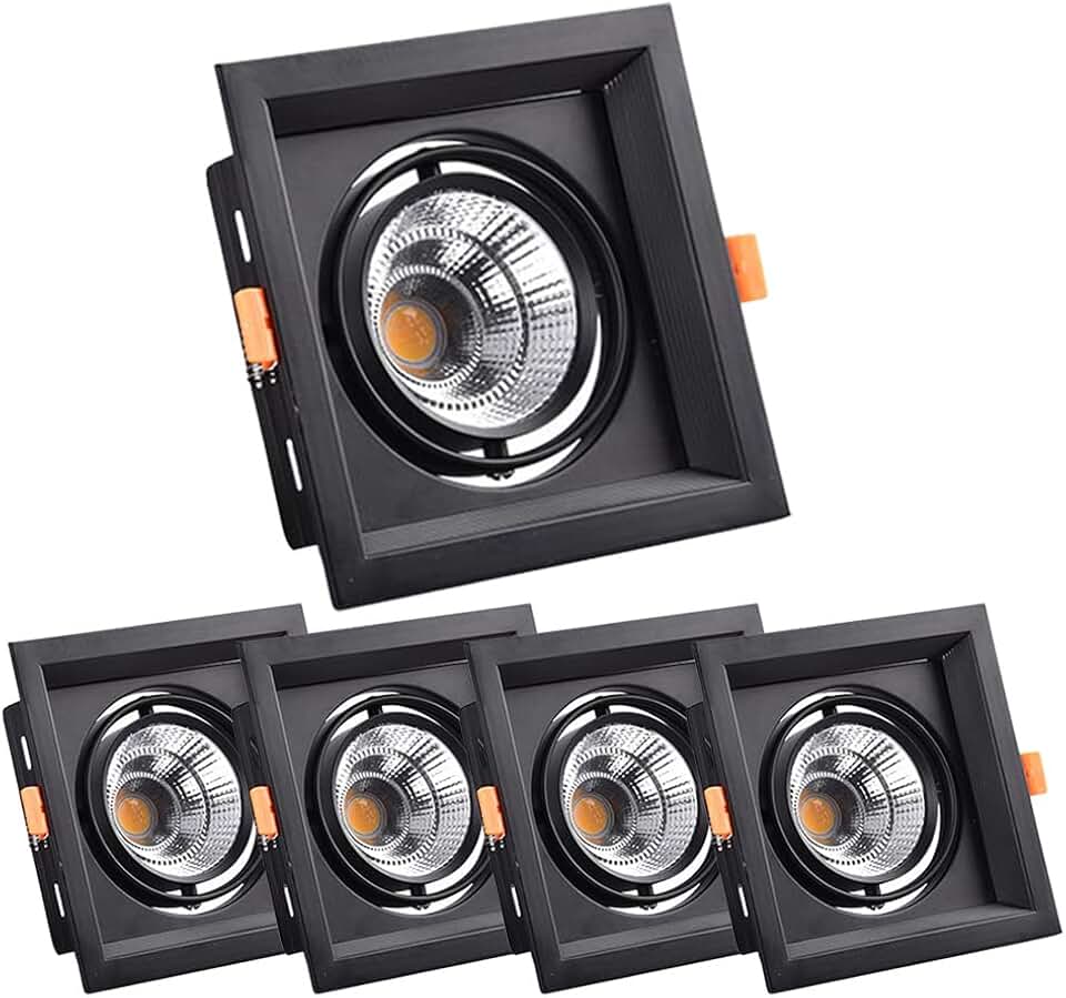 5 Pack Square LED Downlights Recessed Baffle Trim Black Mini Ceiling ...