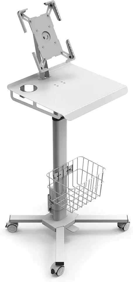 Adjustable Rolling Medical Cart: Pneumatic Mobile Workstation with iPad ...
