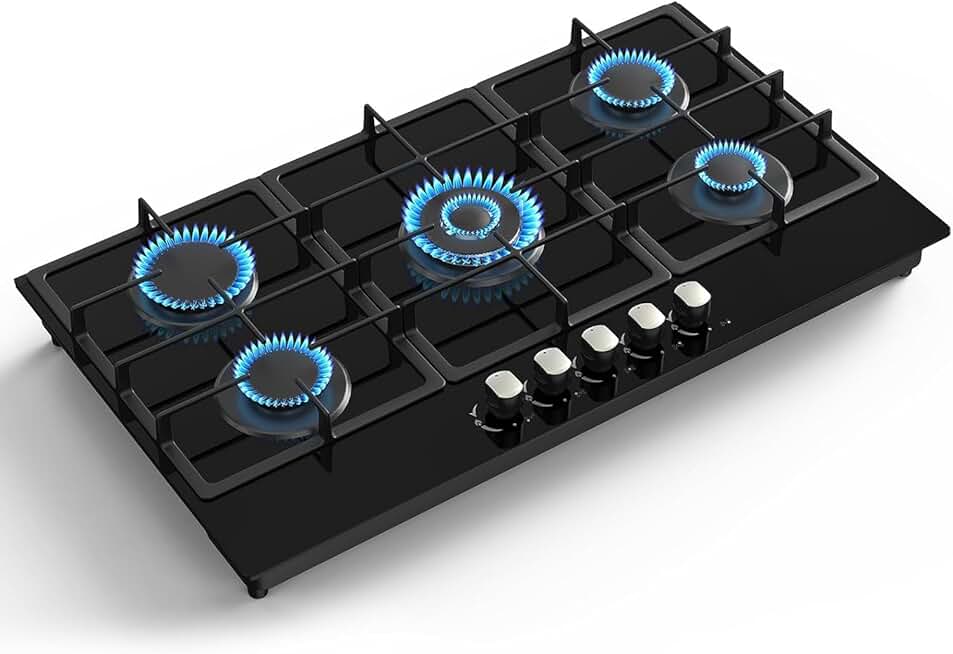 Propane Gas Cooktop 36 Inch, 5 Burner Built-in Gas Stove Top with ...