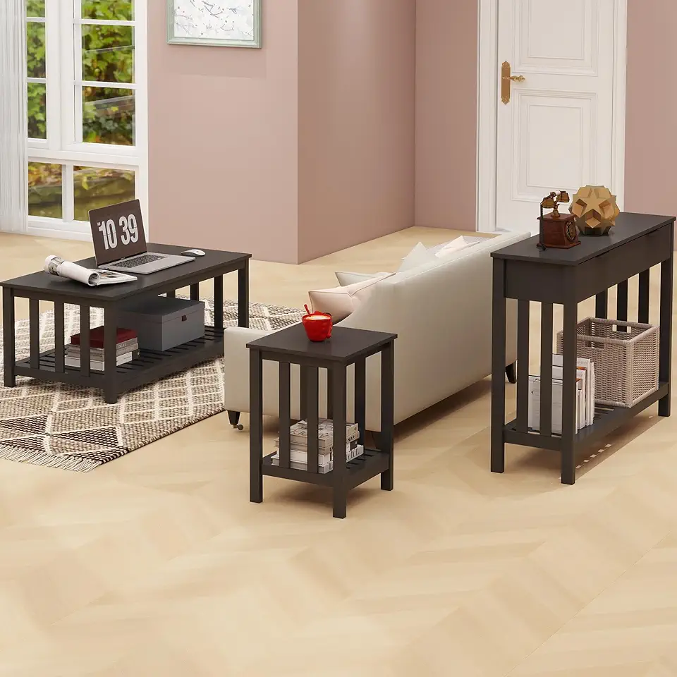 TaoHFE Modern Rectangular Coffee Table Console Table Behind Couch with ...
