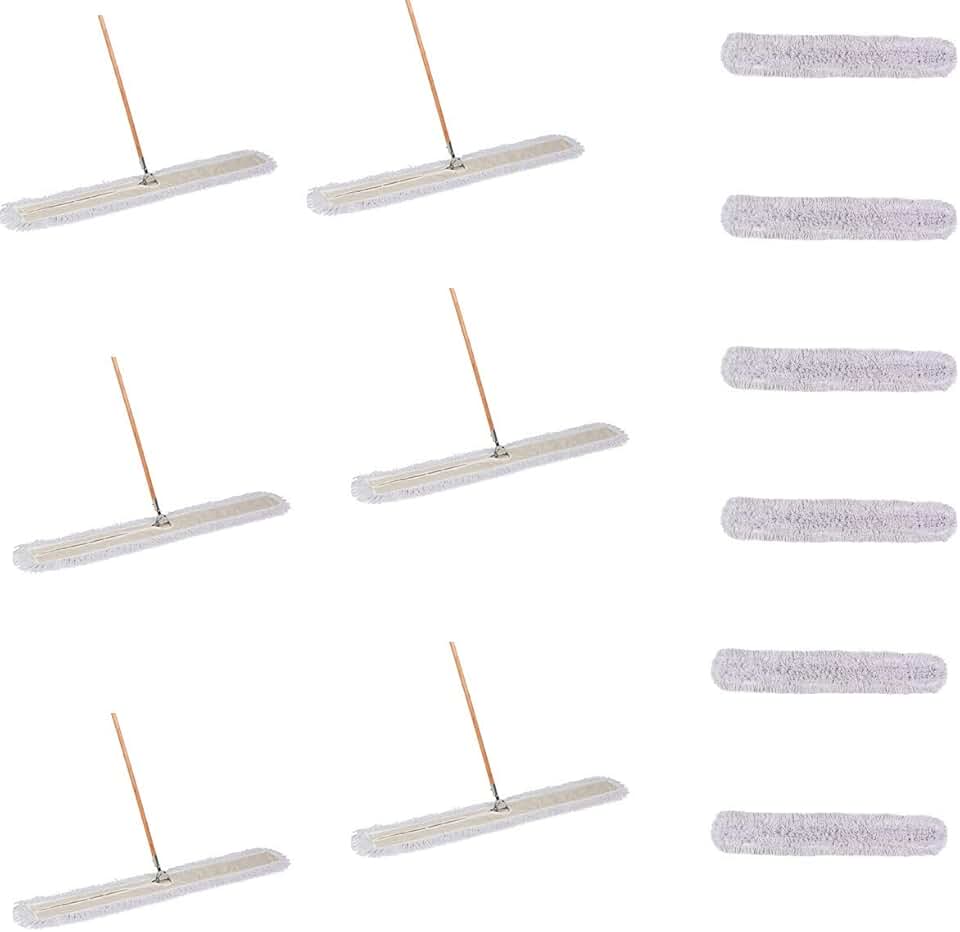 60 Inch Dust Mop with Wood Handle and 60 Inch Dust Mop Refill Bundle ...