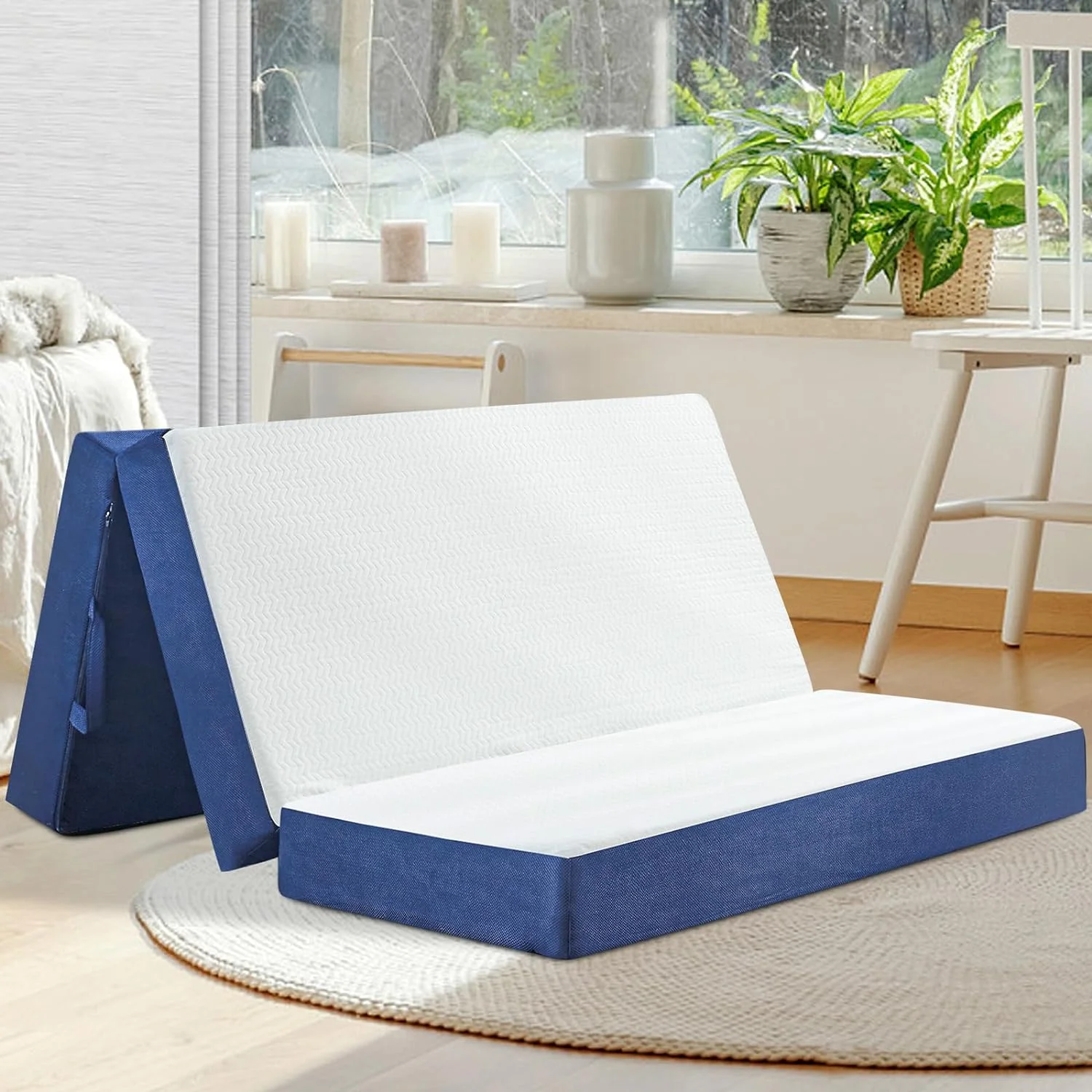 GOURE Tri Folding Mattress Twin,Dorm Furniture,4 inch Foldable Mattress ...
