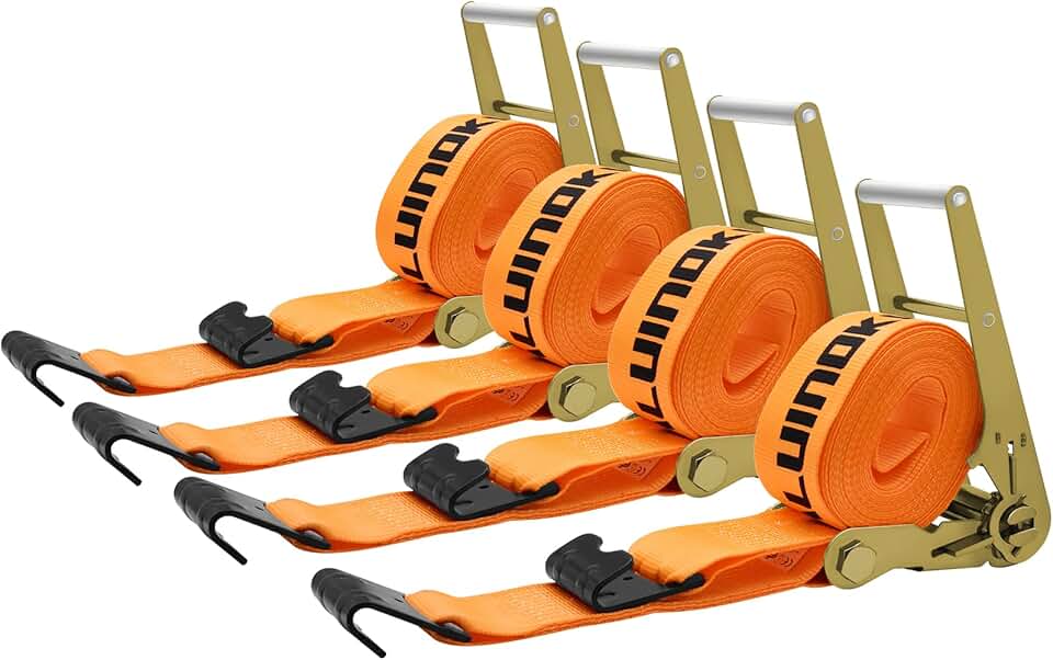 4Pack 4 inch Ratchet Straps Flatbed 4x30 Truck Strap with Flat Hook for ...