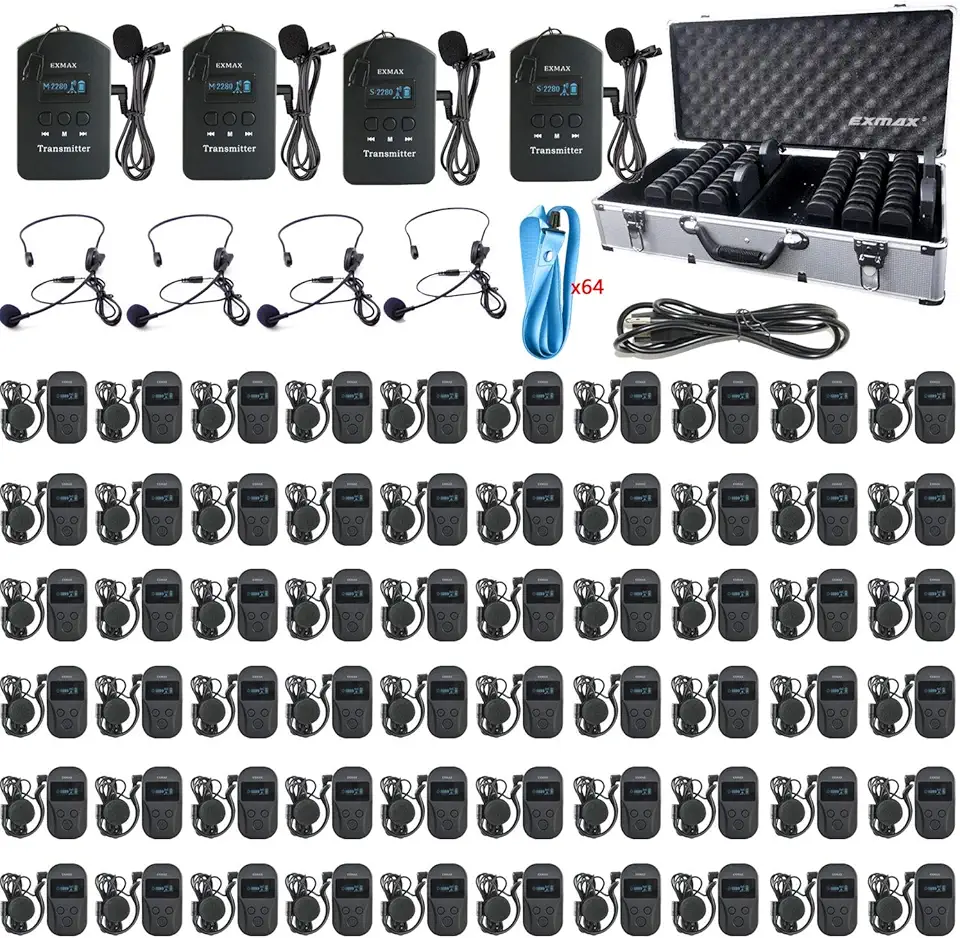 EXMAX EXD-101 2.4G Wireless Church Translation Equipment Tour Guide System Assisted Listening ...