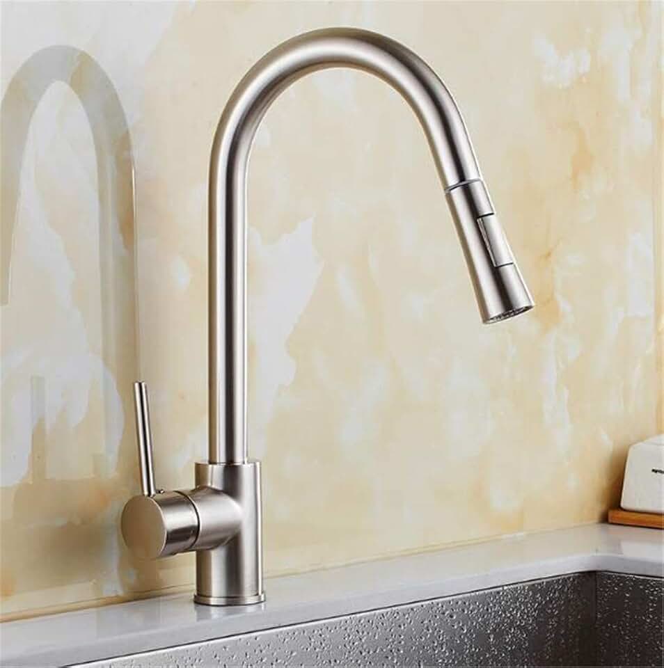 Faucet, Water-Tap Kitchen Faucet Pull Out Spray Head Kitchen Mixer Deck ...