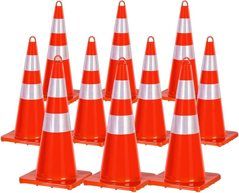 INCLAKE 30 Pack Traffic Cones, 28 Inch Upgraded PVC Safety Cones with ...