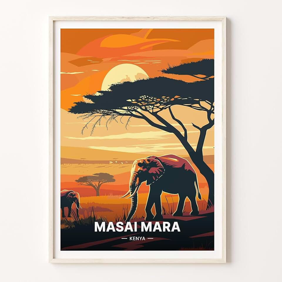 Masai Mara National Park Poster, Kenya Safari Travel Art, African ...