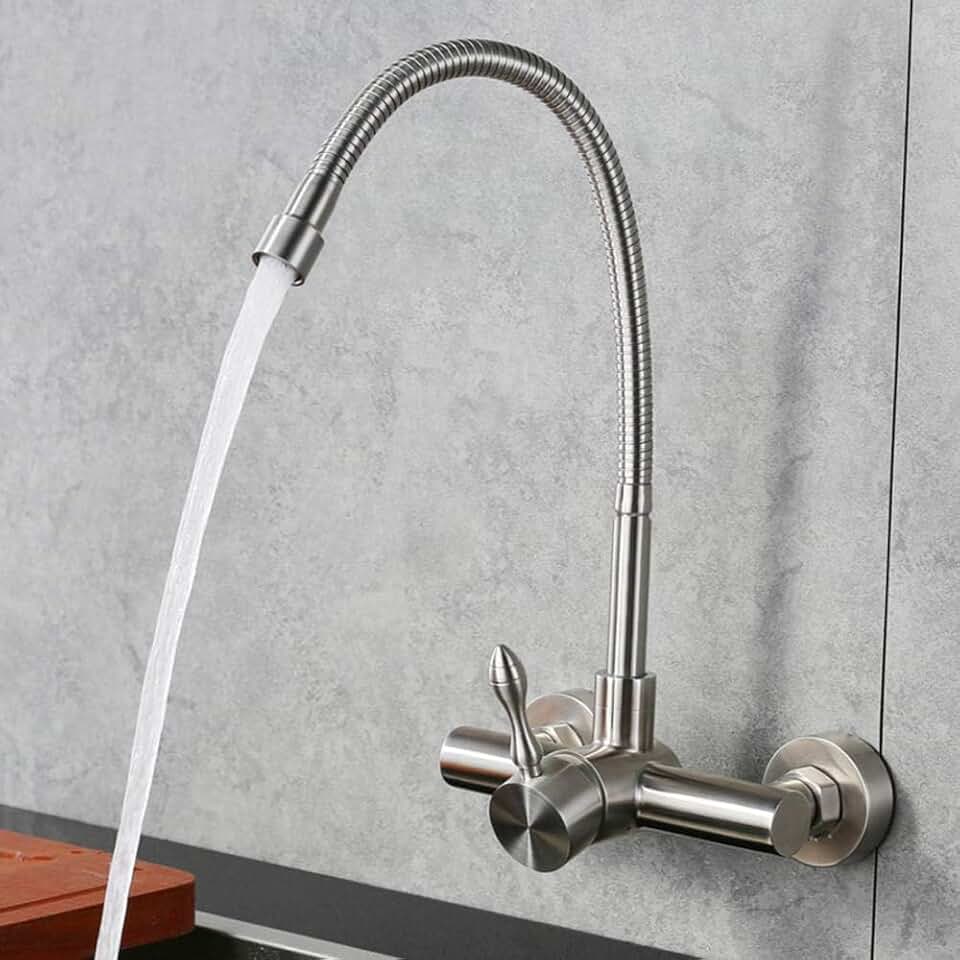Wall-Mounted Faucet, Wall-Mounted, hot and Cold Water, 304 Stainless ...