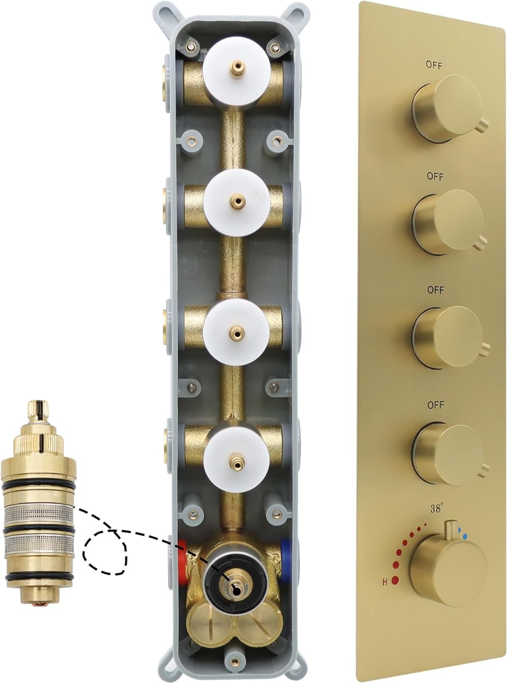 4 Way Thermostatic Shower Valve, Concealed 4 outlet Shower Diverter ...