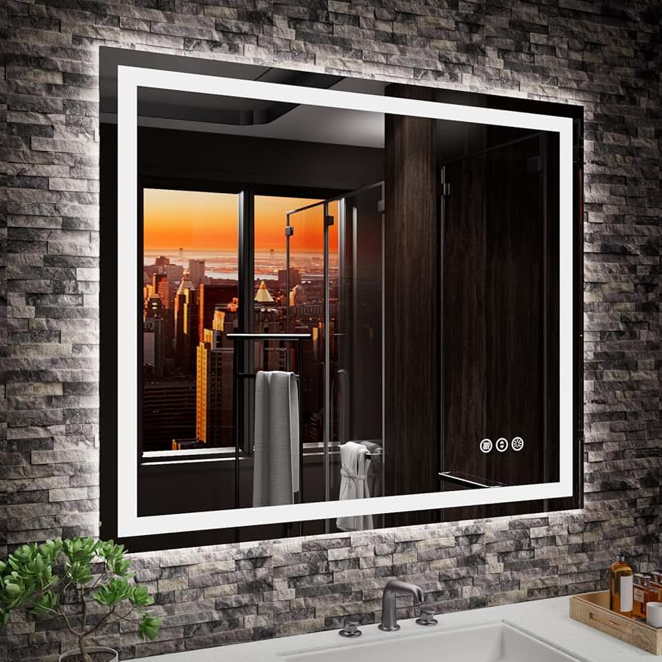 Amorho LED Mirror for Bathroom 36"x 30" with Front Light and Backlit ...