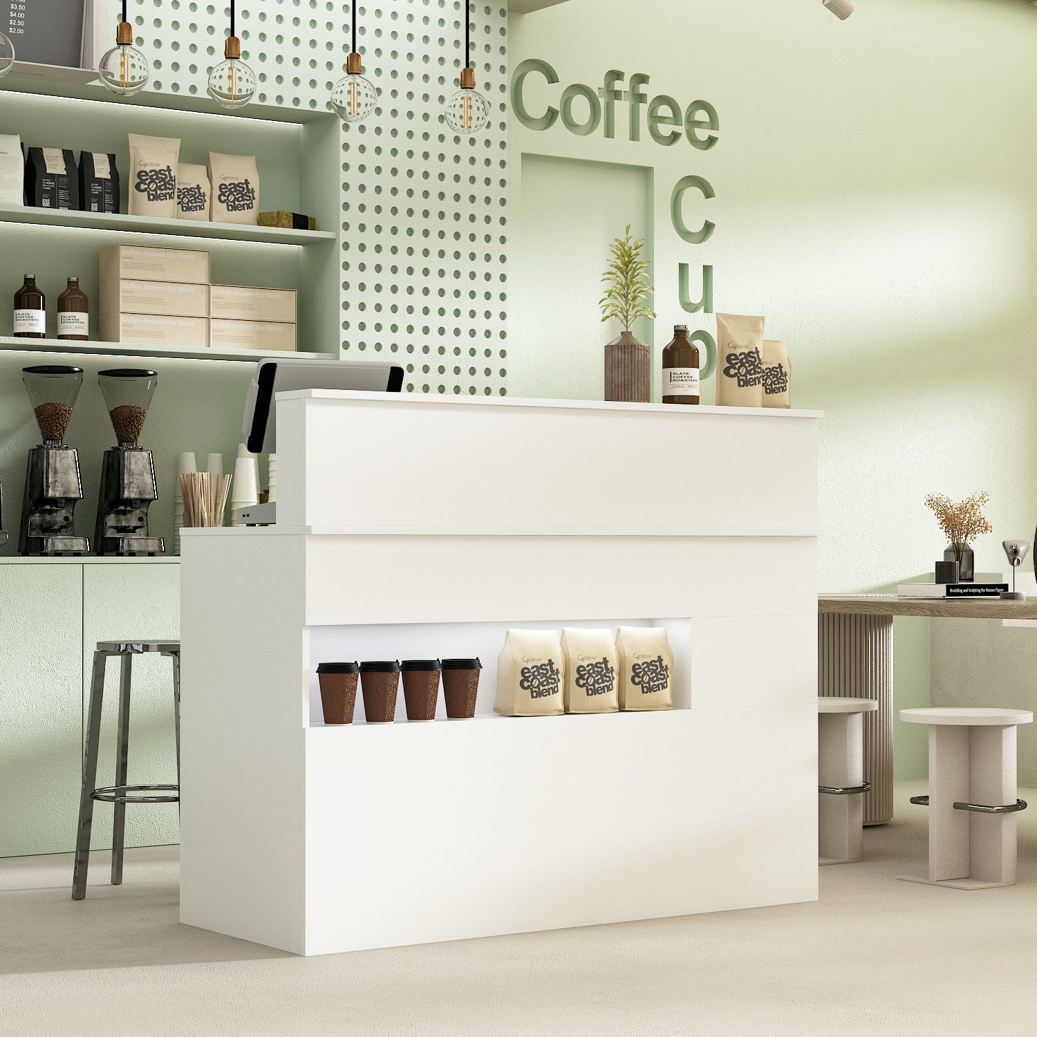 OXYLIFE Reception Desk Front Desk with Keyboard Tray and Lockable ...